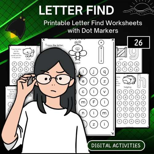 Printable Letter Find Worksheets with Dot Markers by GLD Worksheet Kids