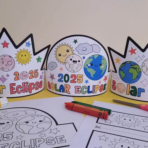 Solar Eclipse 2025 Crown Hat Headband Craft | Sun and Moon Hat Activities