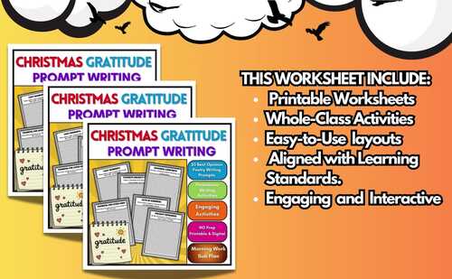 Christmas Gratitude Writing Prompt Activities Morning Work 4th,5th,6th ...