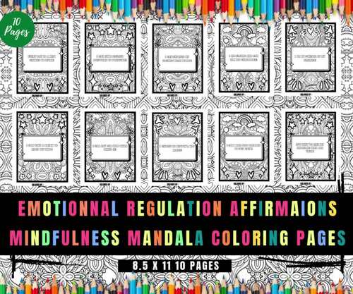 Emotional Regulation Affirmations 3rd And 4th Grade, SEL Printable Coloring