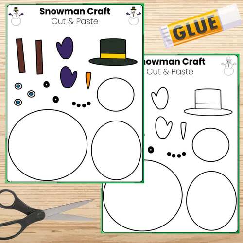 Snowman Craft Template-Build a Snowmen-Winter Bulletin Board Craft,Cut ...