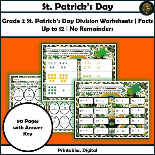 Grade 2 St. Patrick’s Day Division Worksheets | Facts Up to 12 | No ...