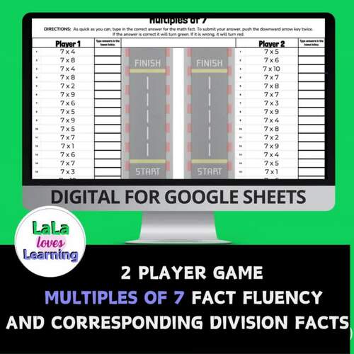 Multiplication Facts Game (7) with Division for Google Sheets | TPT