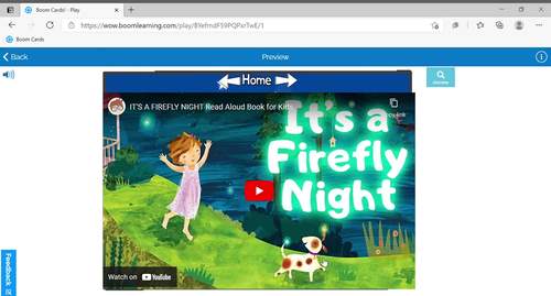 It's A Firefly Night Book Buddy BOOM Cards- Digital/No print or prep