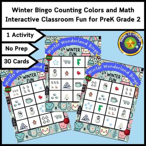 Winter Bingo Count Review Logic Puzzle Math Game Learning Color Add ...