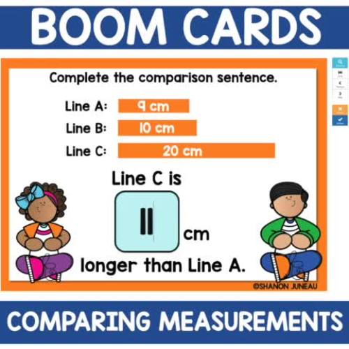 Comparing Lengths using Boom Cards by Shanon Juneau We are Better Together