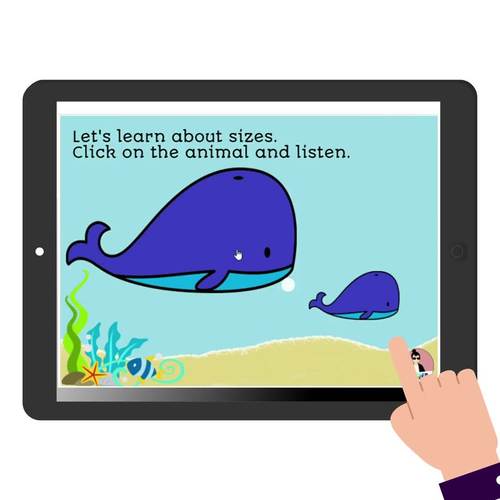 Big and Small Pictures BOOM CARDS Distance Learning by Teacher Janelle OT
