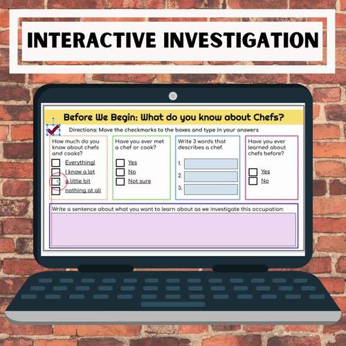 Cook or Chef Nonfiction Reading Response Digital and Print Activities