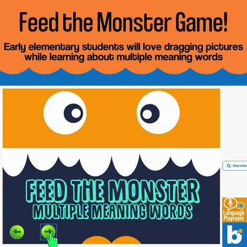 Multiple Meaning Words Feed the Monster Game BOOM CARD Task Card Speech ...