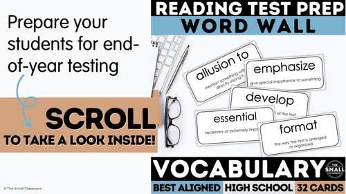 Reading Test Prep Vocabulary Word Wall by THE SMALL CLASSROOM | TPT