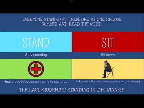 Parts of Speech ELA/Grammar (Nouns, Verbs, and Adjectives) Stand or Sit ...