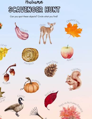 Autumn Scavenger Hunt by Little Rainbow School House | TPT