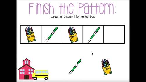 Back to School Math Patterns Digital Boom Cards AB, AAB, ABC by AUtogether