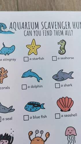 Aquarium Scavenger Hunt For Kids Field Trip, Under The Sea Ocean ...