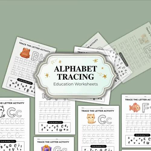 Alphabet Tracing Worksheets Pre K Kindergarten No Prep Letter Tracing ...