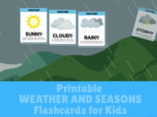 24 Printable Weather & Seasons Flashcards: Educational Learning Cards ...