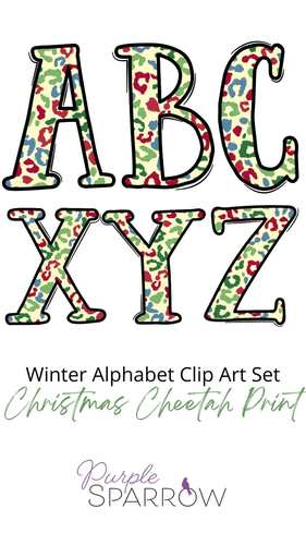Winter Alphabet Clip Art | Christmas Cheetah | 26 PNG Files | TPT