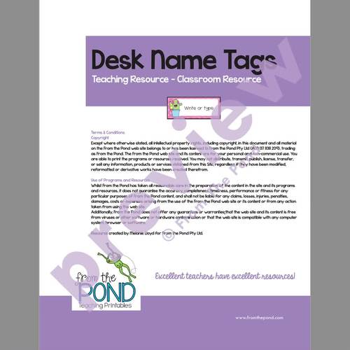 Cactus Editable Desk Name Tags or Classroom Labels by From the Pond