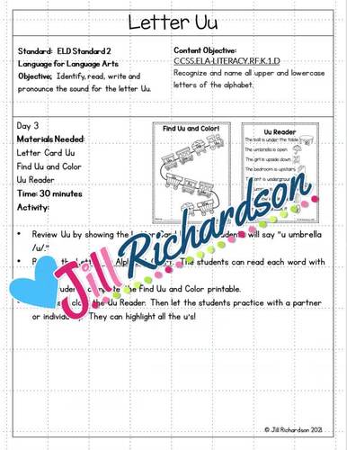 Letter U Worksheets Activities Handwriting Sort Booklet Reader ESL Phonics