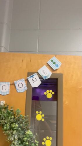 Blue + White Gingham Welcome Banner & Great Work Coming Soon Posters