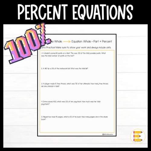 Percent Equations Notes – Finding Part, Whole, Change, Markup, Markdown ...