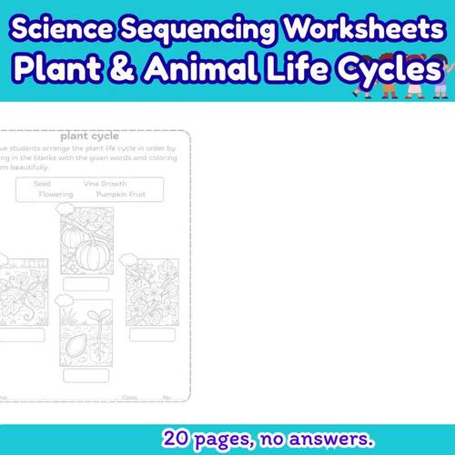 Plant & Animal Life Cycle Worksheets for Kids | Science Sequencing ...