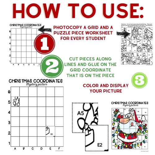 Christmas Math Activities | Coordinate Grid Mystery Pictures | TPT