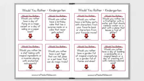Would You Rather For Kindergarten | Morning Meeting Circle Time | 200 Cards