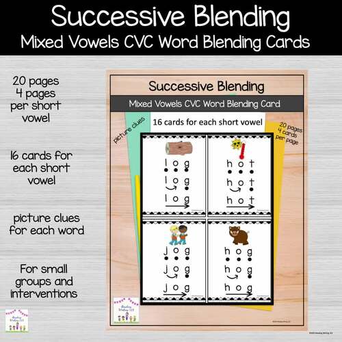 Successive Blending Mixed Vowel CVC Word Phonics Practice - Kindergarten