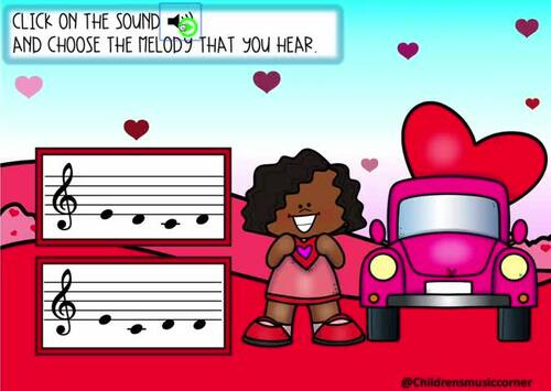 Valentine Ear training Do-Re-Mi Melodies Digital Task Cards in Boom Cards™