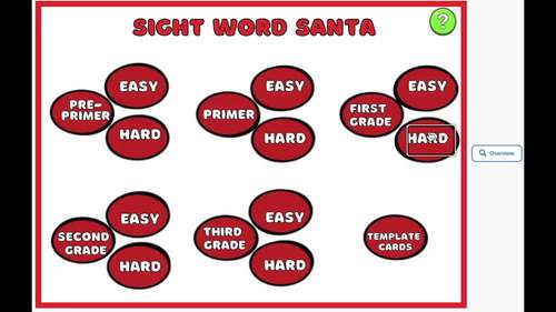 Sight Words GAME - Build a Santa - Dolch Sight Words - Winter/ Christmas