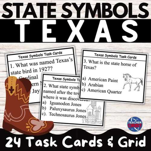 Texas State Symbols Task Cards State Government Social Studies Activity ...
