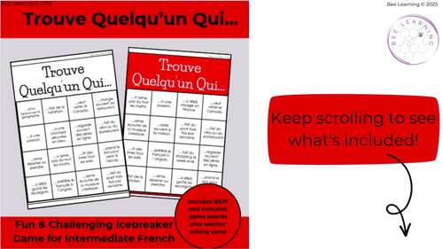 Trouve Quelqu'un Qui - Find Someone Who… Intermediate French Speaking ...