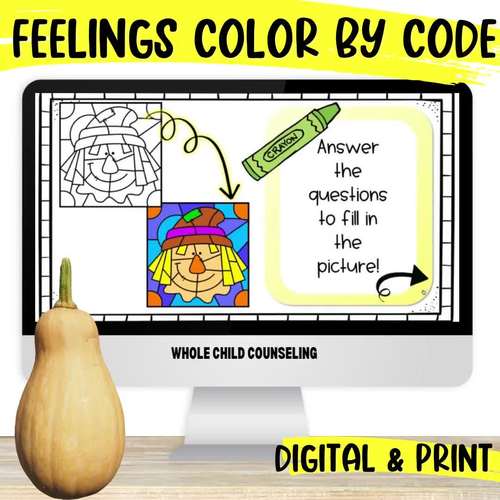 Fall Scarecrow Feelings Color by Code Digital and Print Emotional ...