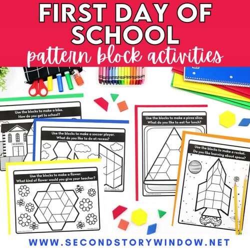 First Day of School Pattern Block Activities Mats for Back to School