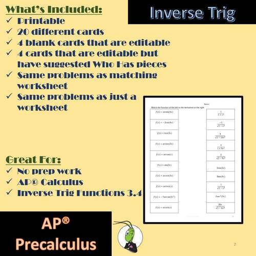 Differentiating Inverse Trig Functions AP® Calculus 3.4 Activity I have ...