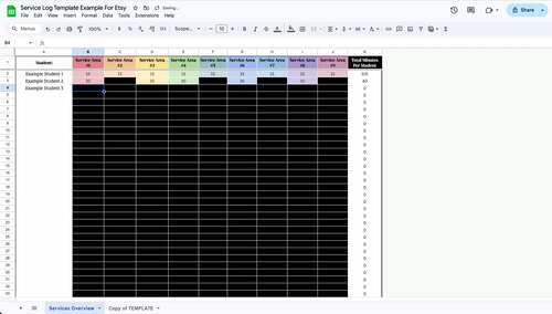 Custom IEP Minutes Tracker | Year-Long Google Sheets Log for 31-40 Students