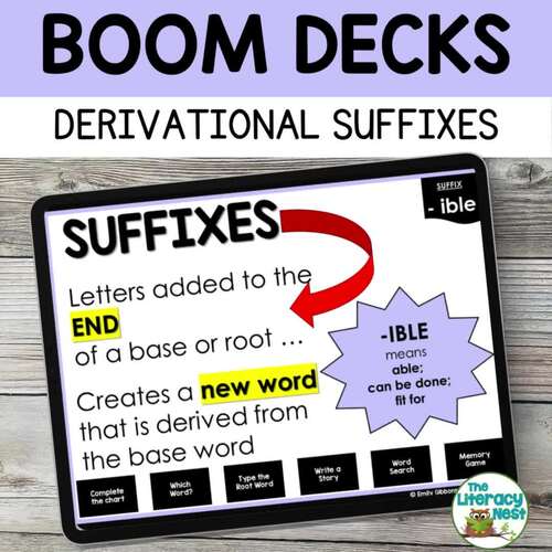 Morphology Task Cards Derivational Suffixes Boom Digital Task Cards