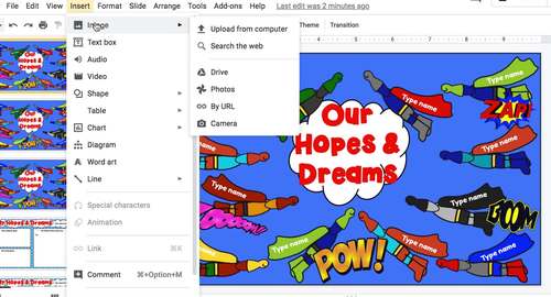 Beginning of Year Digital Hopes and Dreams Activity (Superhero Theme)