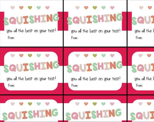 Cute "Squishy" Testing Motivation Treat Tags by Highs and Lows of a Teacher