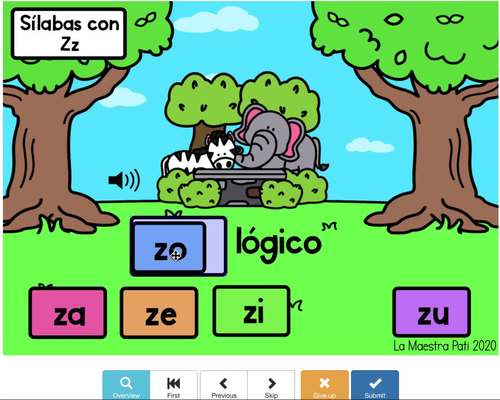 Boom Cards in Spanish- La sílaba inicial Zz by La Maestra Pati Bilingue