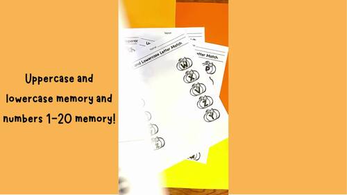 Pumpkin Letter Matching Memory and Number Matching Memory by Mrs ...