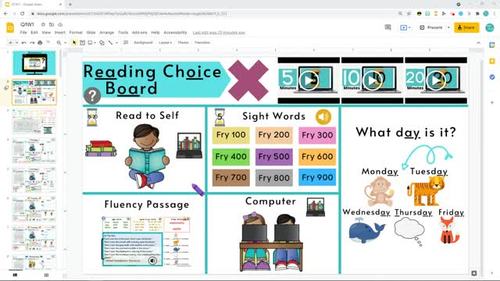 Second Grade Digital Reading Choice Board Q1 Week 1 Blended Learning