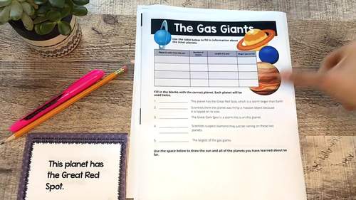 Gas Giants of the Solar System Lesson, Worksheet, Task Cards & Boom ...