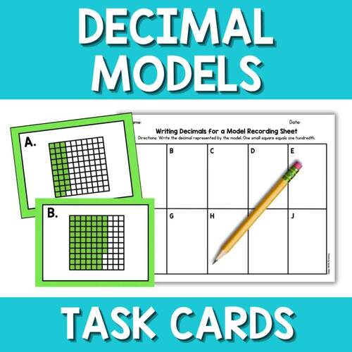 Decimal Models Hundredths Task Cards Scoot Game Centers Station Small ...
