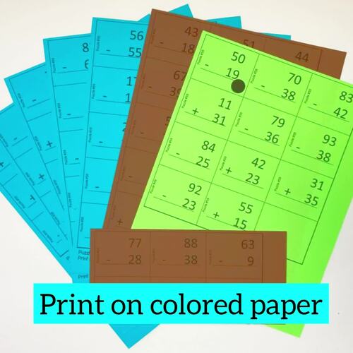 Ocean 100s Pocket Chart Mystery Pictures 2 Digit Add & Subtract with ...