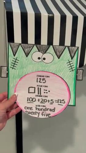 Halloween Frankenstein Math Place Value Craft by The Teaching Diva Corner
