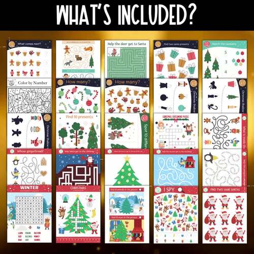 Christmas Holiday Early Finisher Activity Worksheets Packet Preschool ...