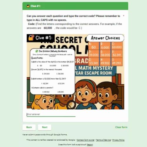 5th Grade Back-to-School Math Mystery | Fun Escape Room Review Game