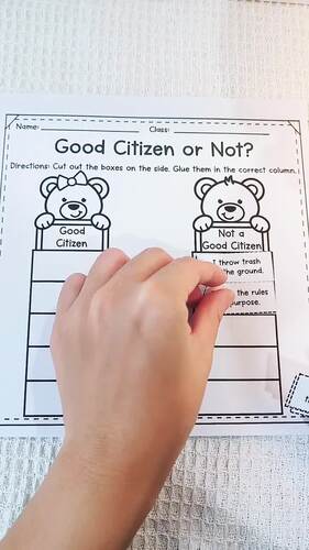 Citizenship Sorting Activity - Good Citizen or Not? – Cut and Paste ...